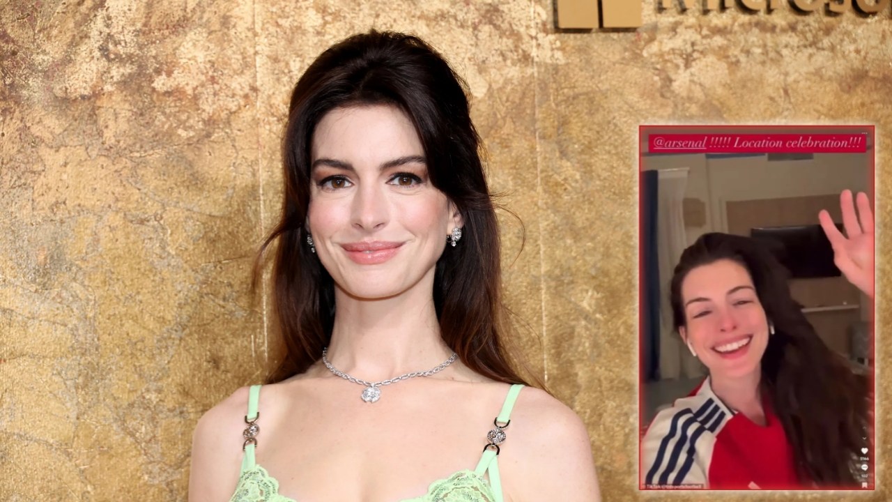 Anne Hathaway Celebrates Arsenal’s Champions League Final Berth